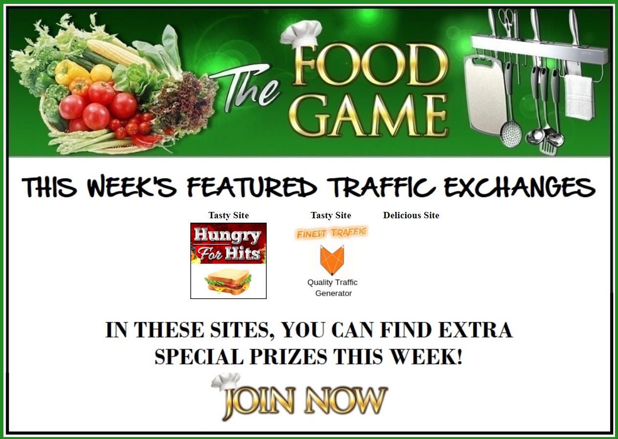 The Food Game splashpage: Tasty and Delicious sites